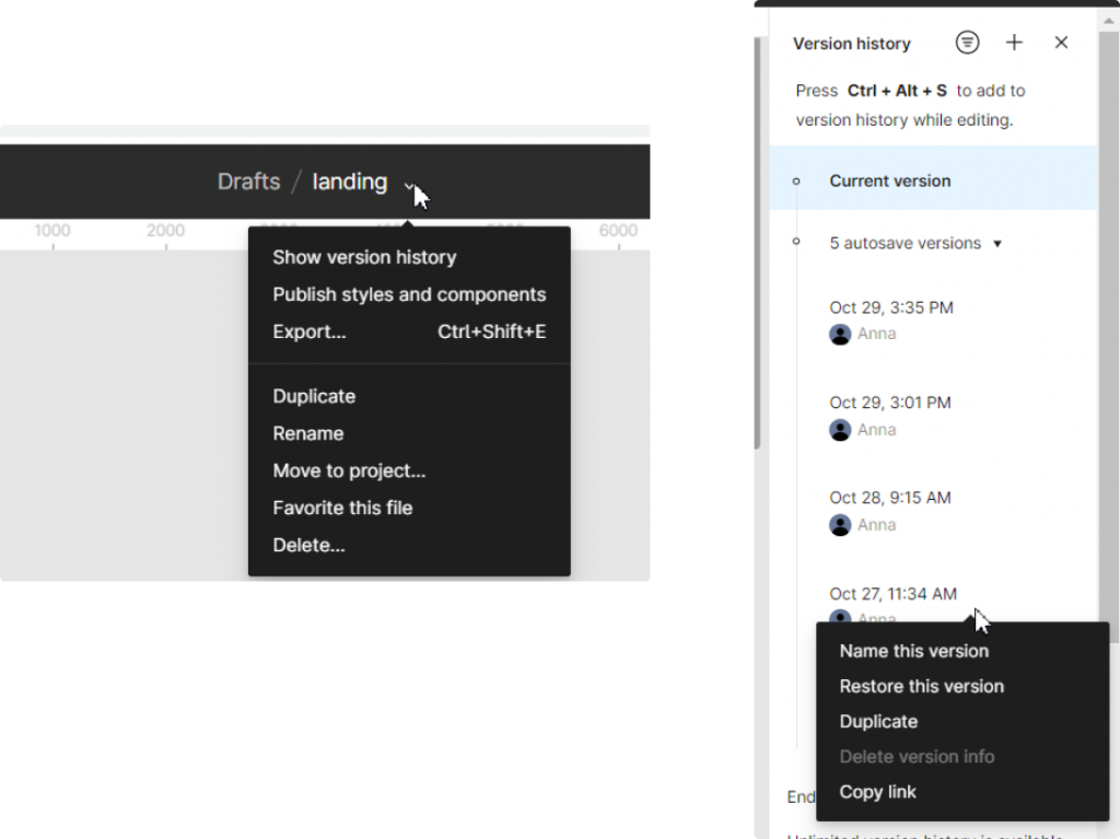 Как отменить действие в Figma или история версий - SILVERWEB
